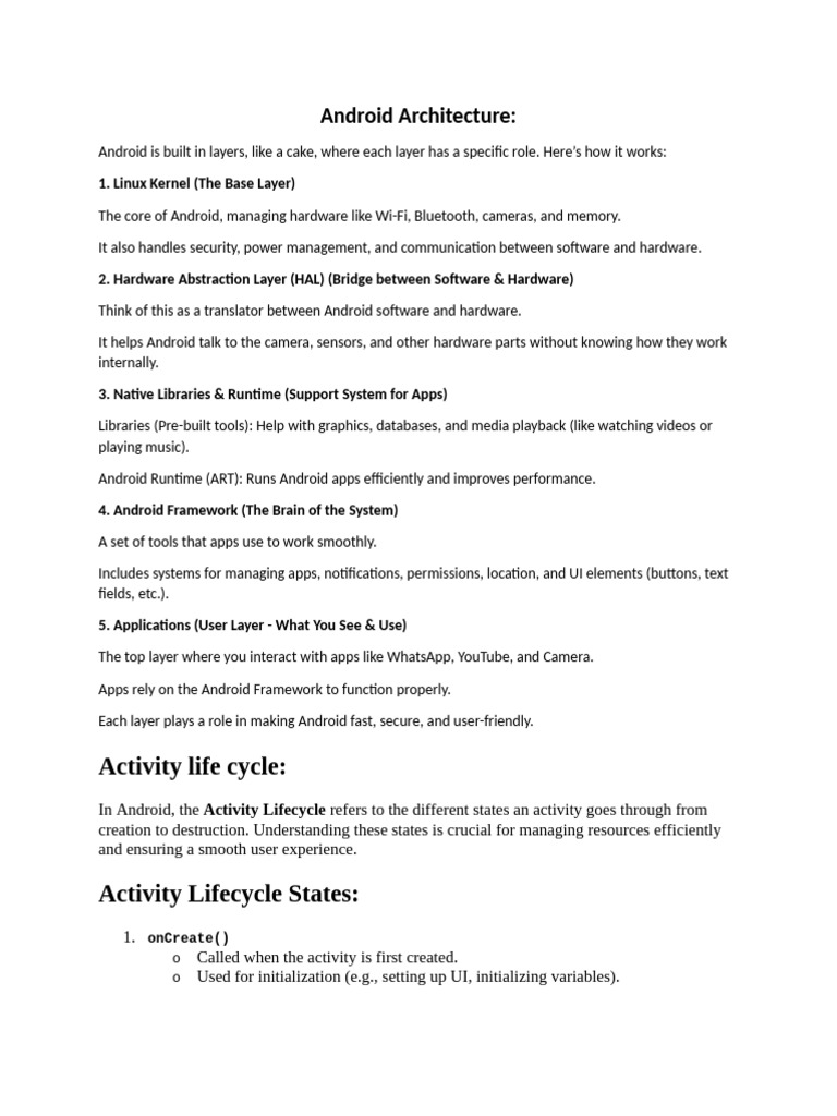 Android Architecture | PDF | Android (Operating System) | Mobile App