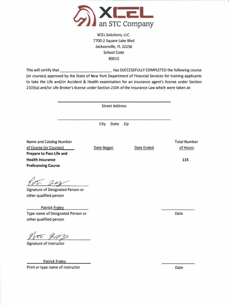 New York Insurance Prelicensing Certificate | PDF