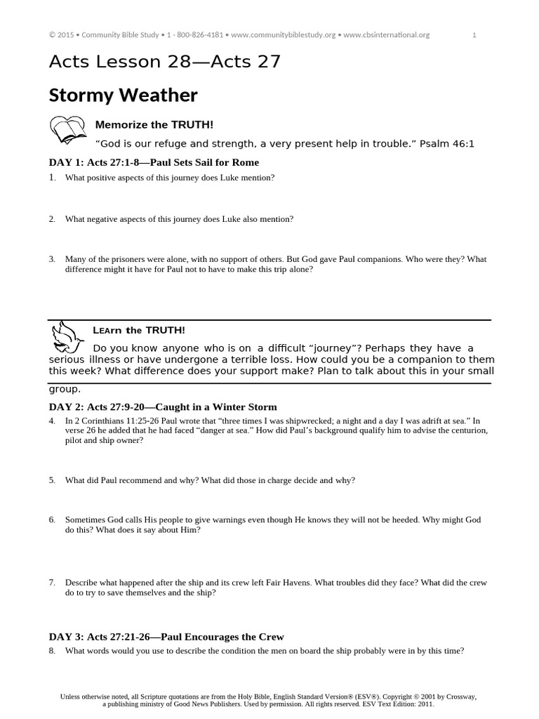 28 Acts - TAO - Acts Lesson 28-Acts 27 Stormy Weather | PDF | English ...