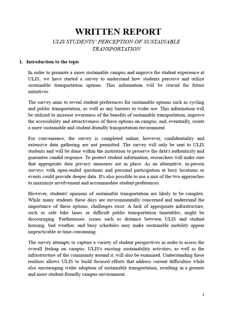 Group 7 _ Written Report | PDF | Sustainability | Sustainable Transport