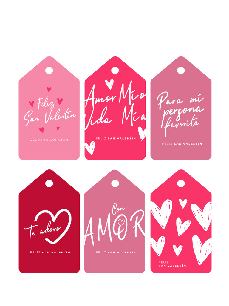 Etiquetas de Regalo San Valentin Ilustrado Rosa | PDF