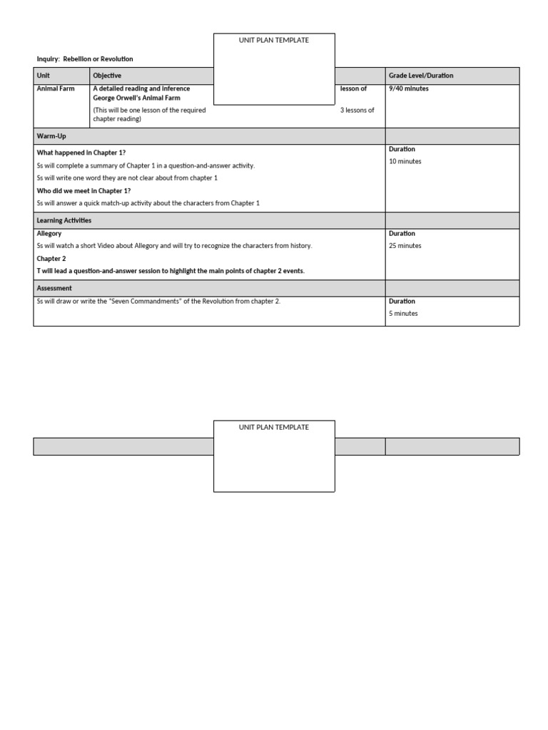 Unit Planner - Word Version | PDF
