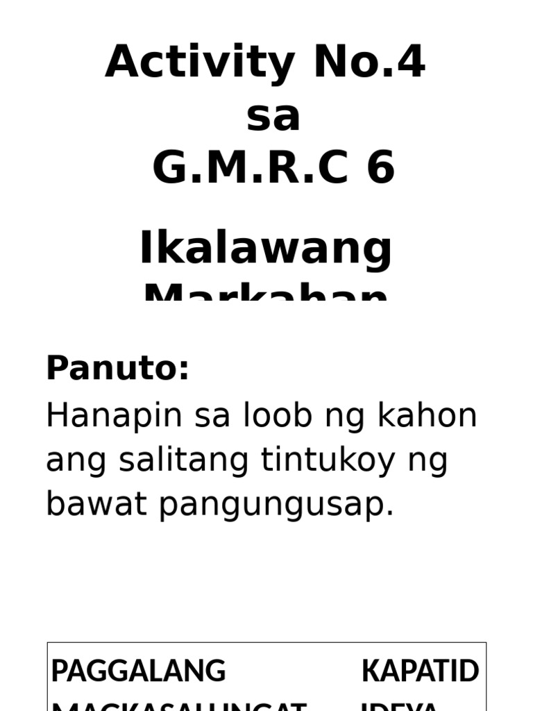 GRADE 6 Q2-GMRC-activity | PDF