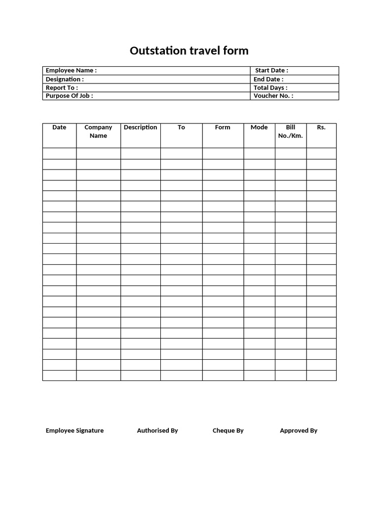 01 - Outstation Travel Form | PDF