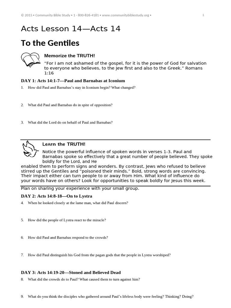 14 Acts - CNB - Acts Lesson 14-Acts 14 To The Gentiles | PDF | Paul The ...