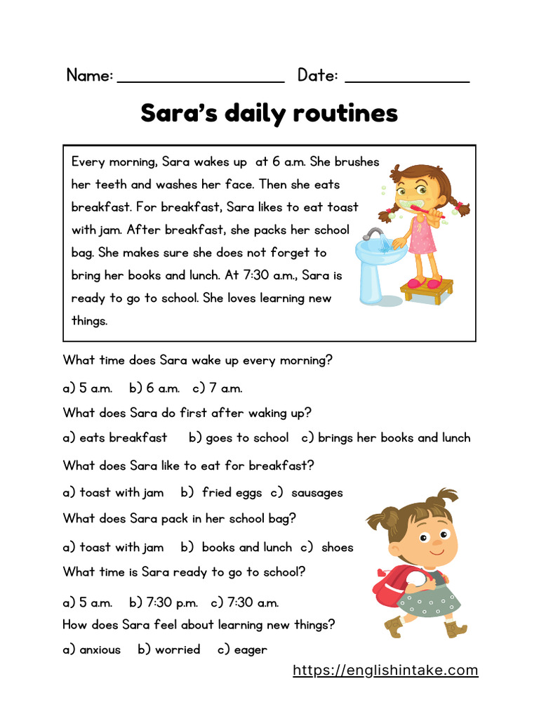 Sara Daily Routines | PDF