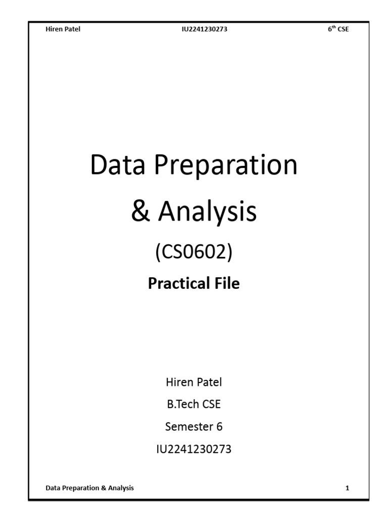 Data_Preparation&Analysis_Practicals.docx (1) | PDF | Data Analysis | Statistics
