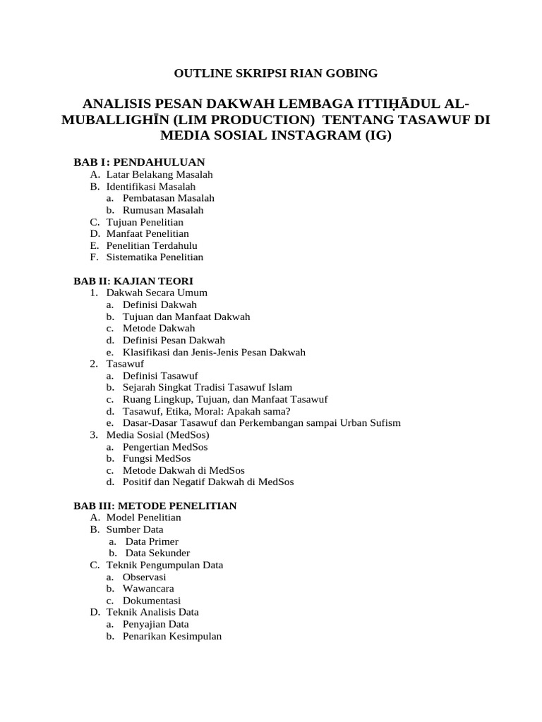 Outline Skripsi Rian Gobing | PDF