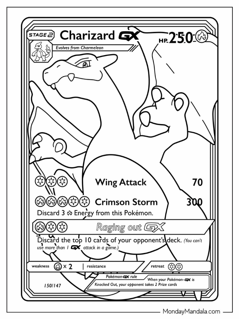 Charizard Wing Attack Pokemon Card Coloring Sheet | PDF