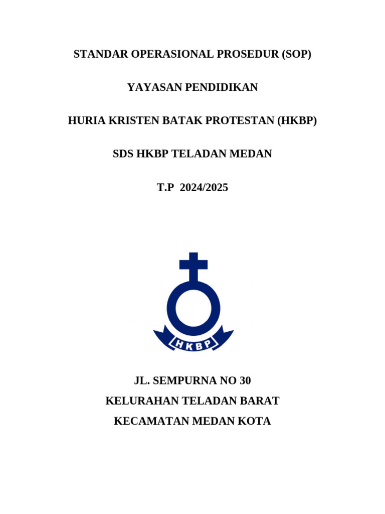 Standar Operasional Prosedur (Sop) Kerja HKBP Terbaru | PDF