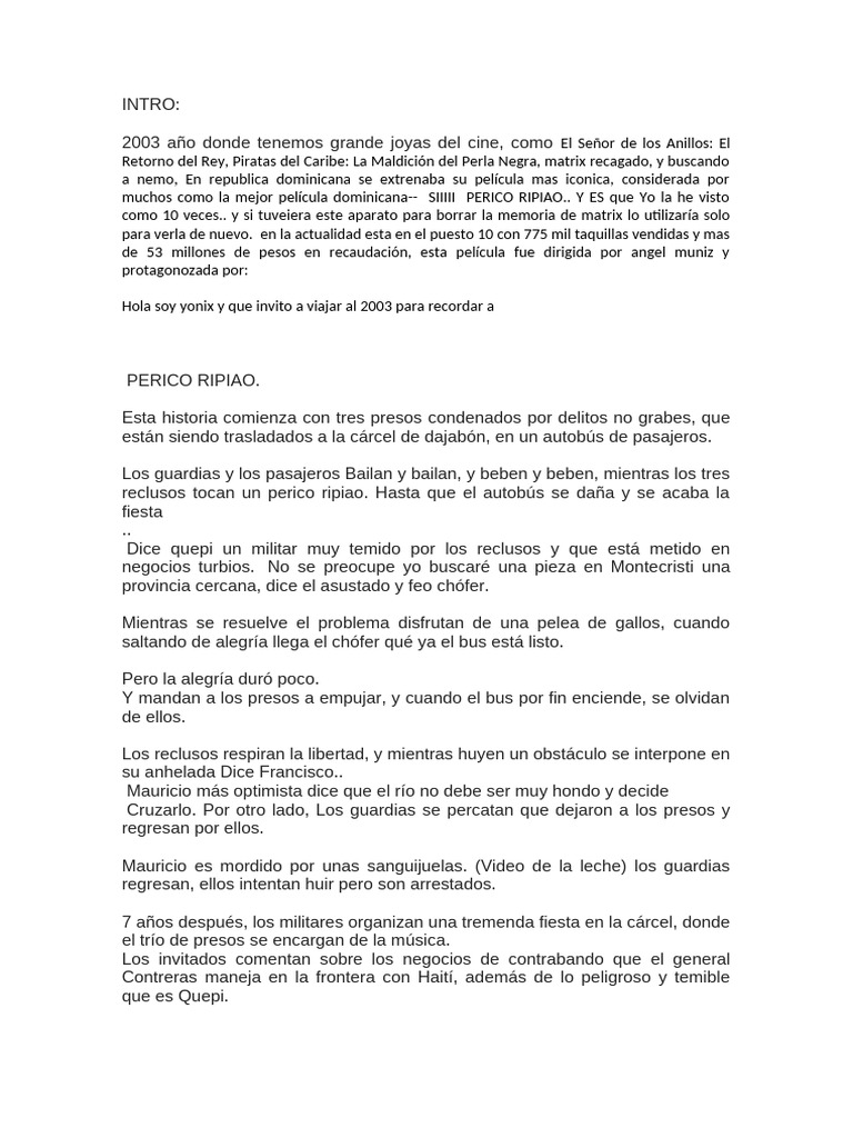 Guion de Perico Ripiao.. | PDF