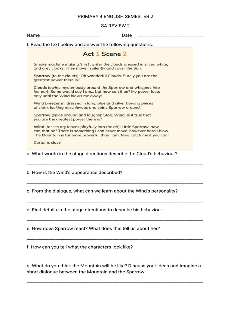 PRIMARY 4 ENGLISH SEMESTER 2 SA REVIEW 2 | PDF