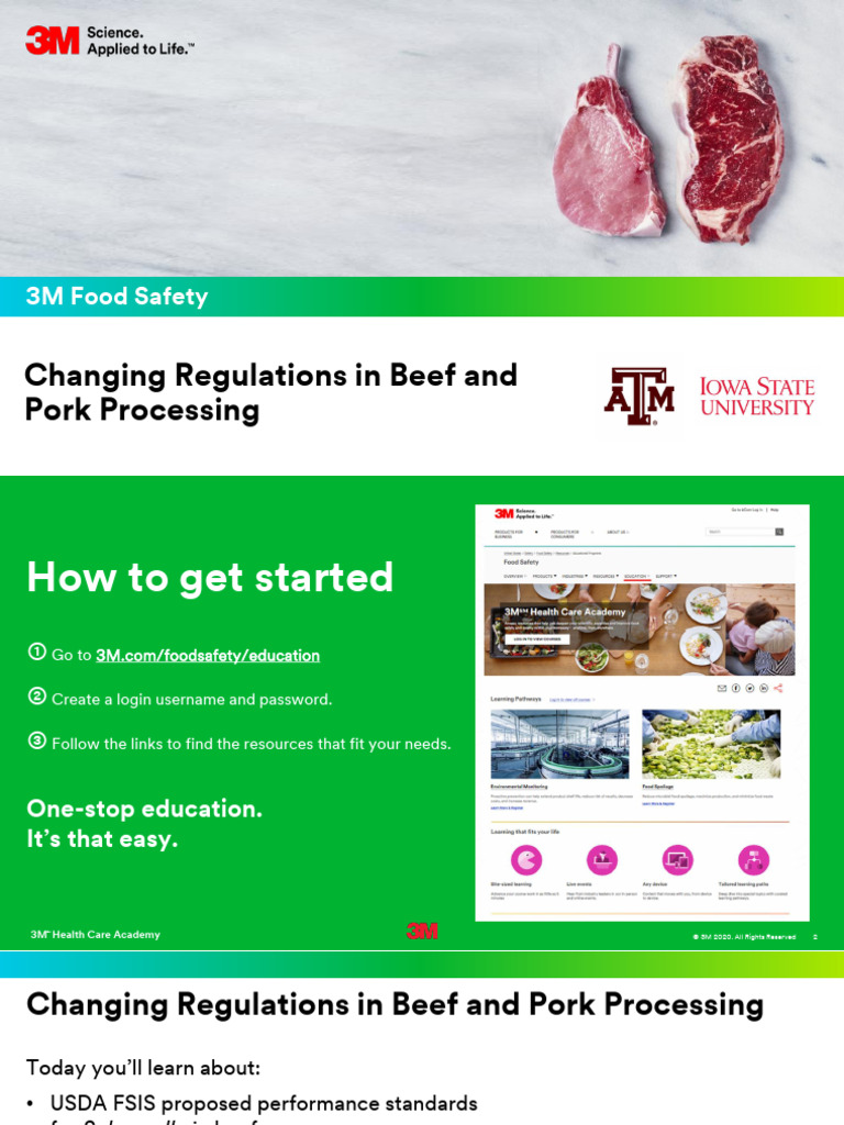 3M Meat Processing Regs Webinar Handout | PDF | Ground Beef | Beef