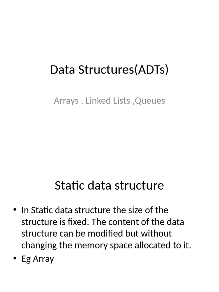 ADTs Linked List Arrays Queues | PDF | Queue (Abstract Data Type ...