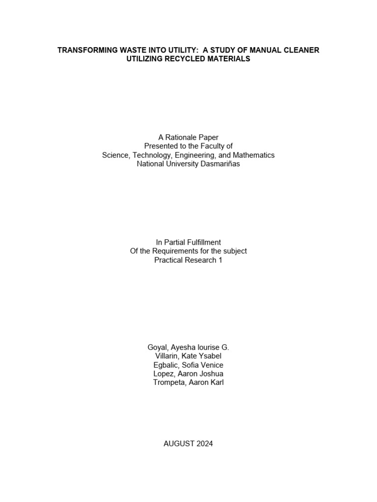 Rationale Paper Template | PDF | Recycling | Waste Management