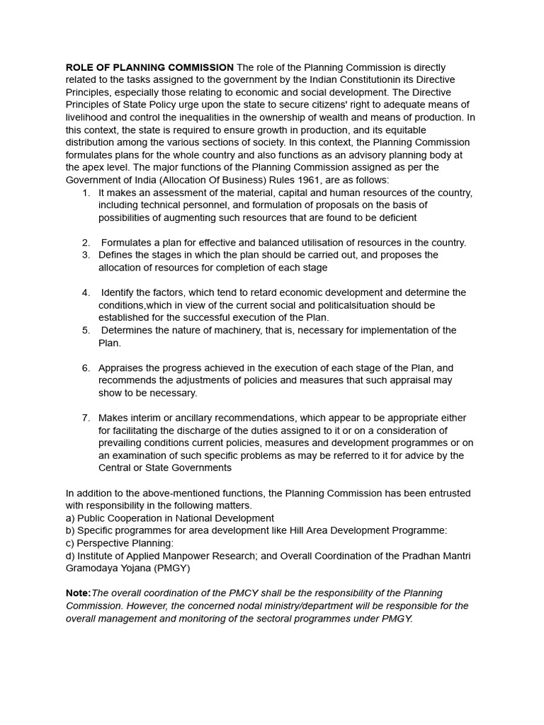 ROLE of PLANNING COMMISSION the Role of the Planning Commission is ...