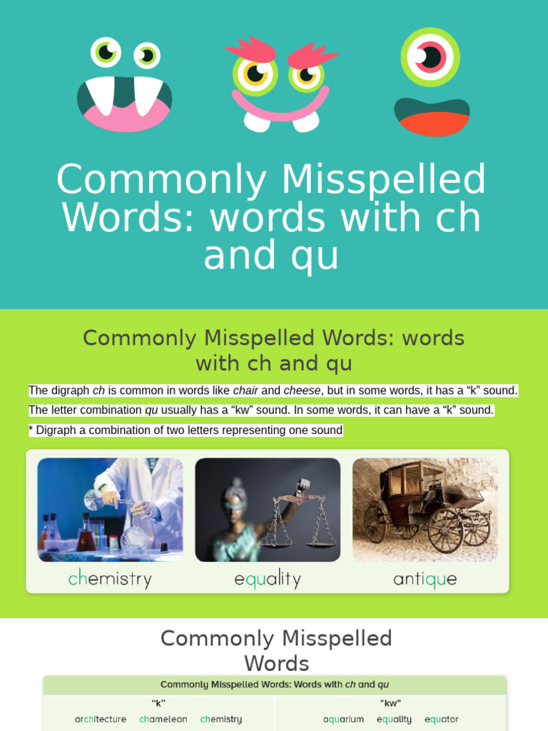 Commonly Misspelled: CH and QU | PDF