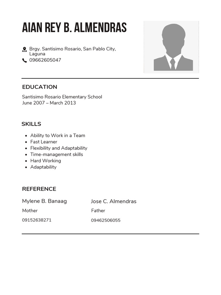 Resume of Aian Rey B. Almendras | PDF