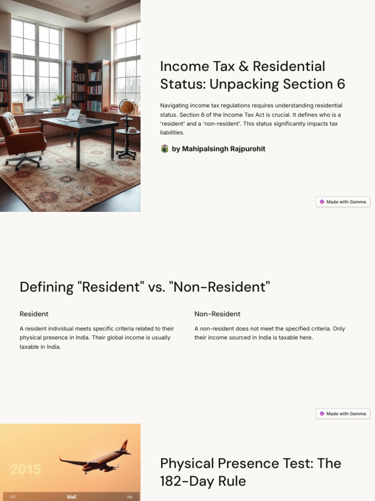 Income Tax and Residential Status Unpacking Section 6 | PDF | Taxes | Income