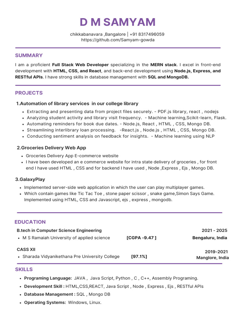 Samyam Resume | PDF