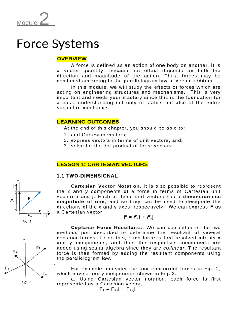Eng'g Mechanics (Statics) - Module 2 | PDF | Euclidean Vector ...