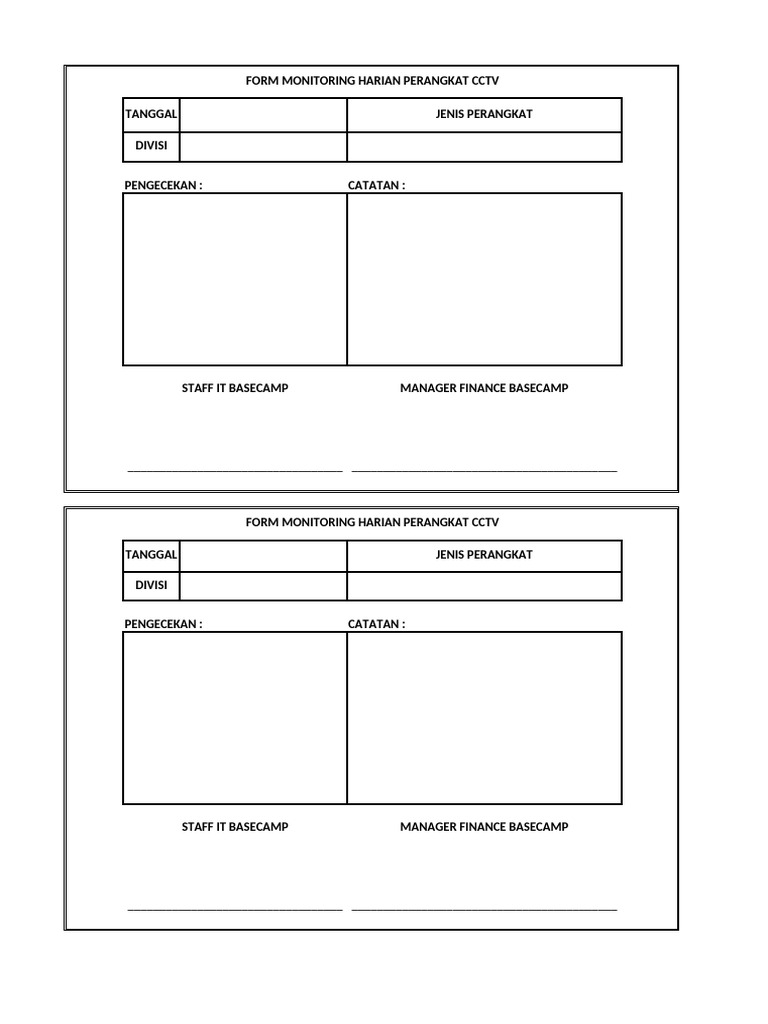 Form Monitoring CCTV | PDF