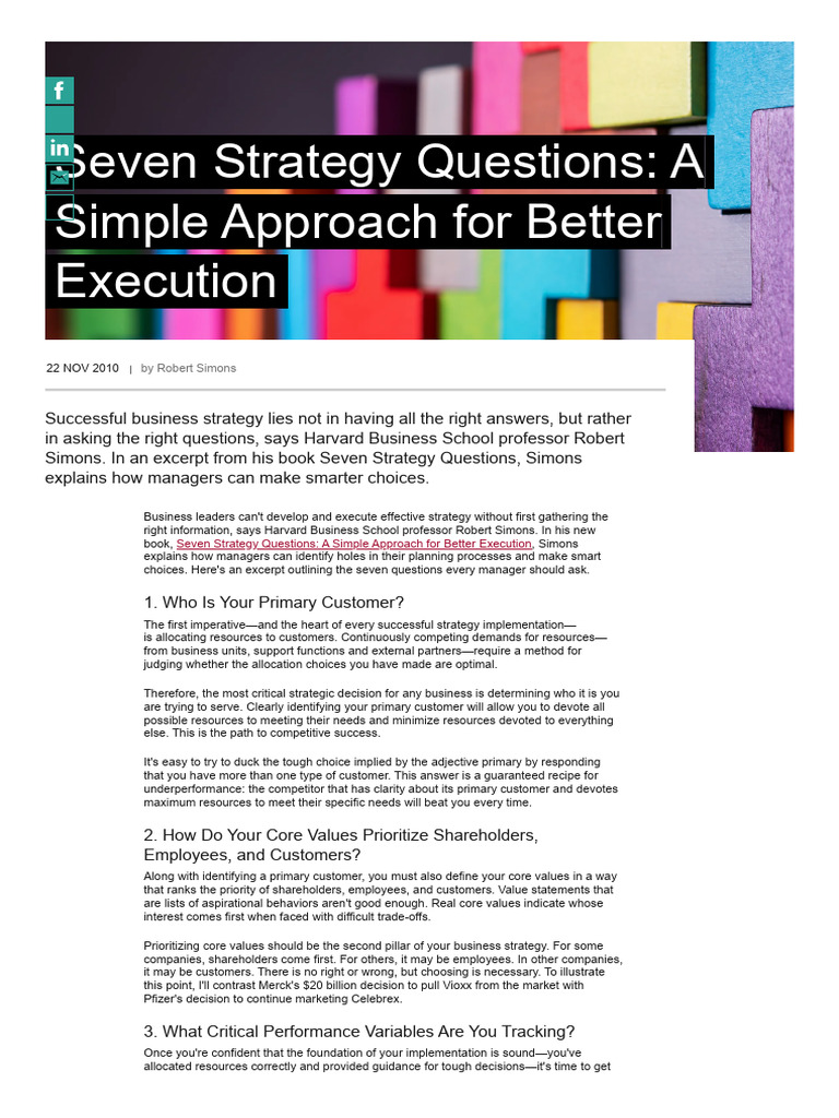 Strategy - Seven Strategy Questions | PDF | Strategic Management | Business