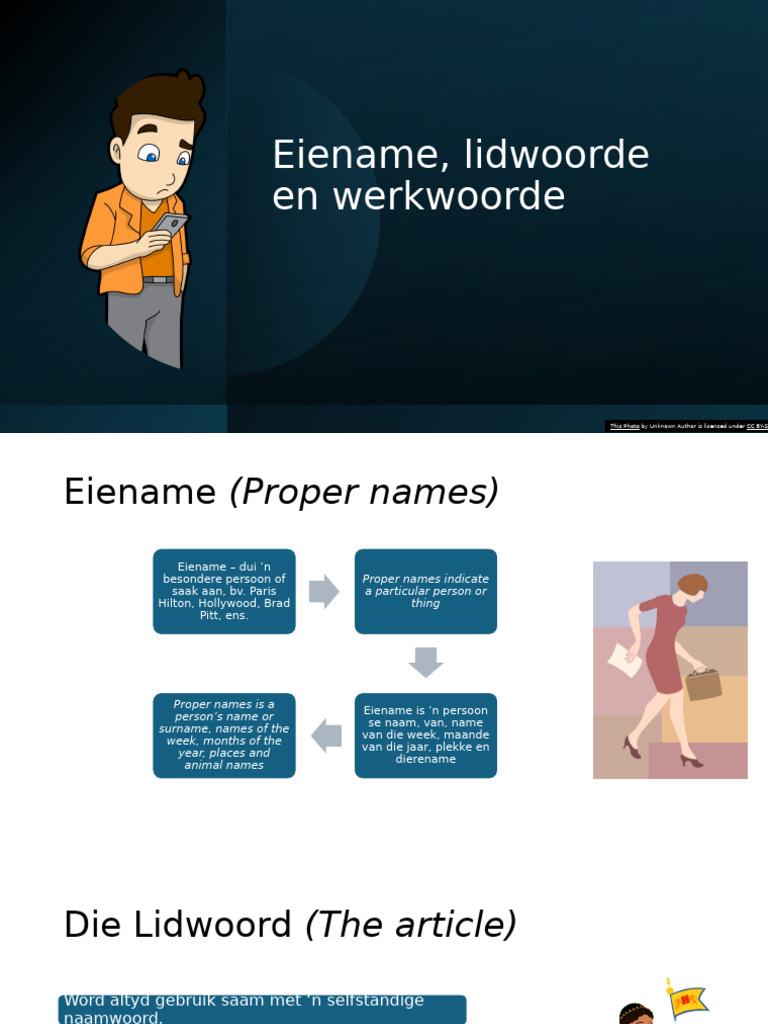 Eiename, lidwoorde en werkwoorde | PDF