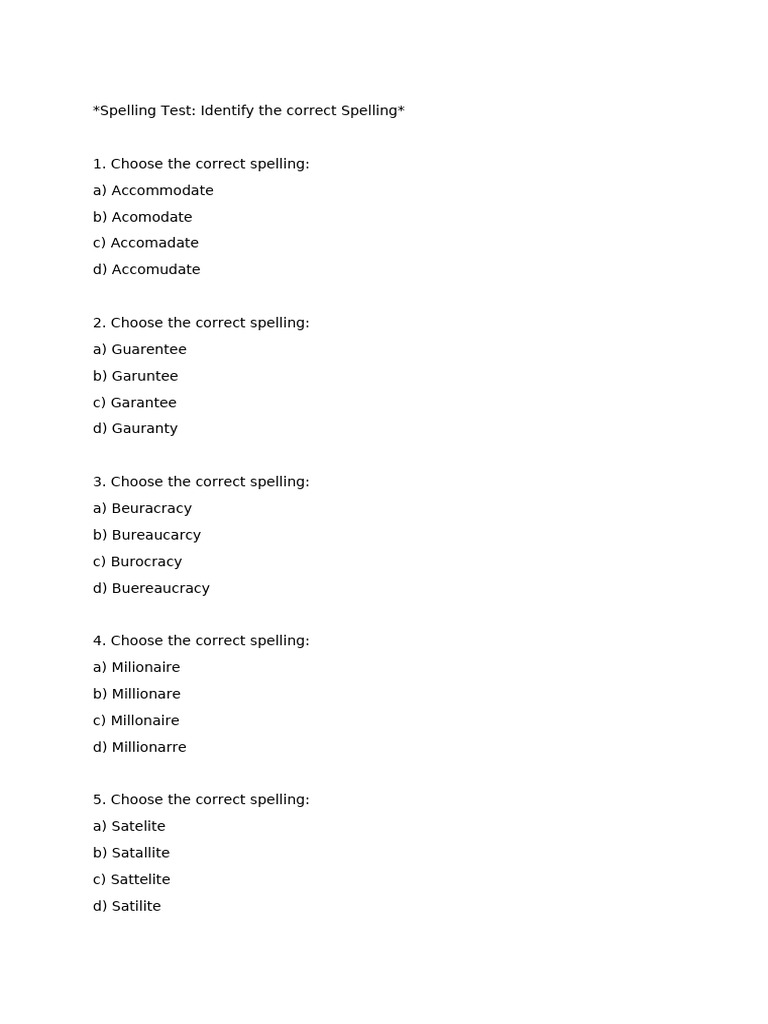 Spelling Test | PDF
