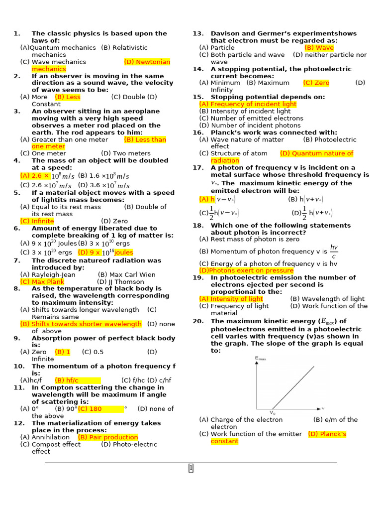 CH # 19 (Dawn of Modren Physics) - Physics 12 | PDF | Photoelectric Effect | Electron