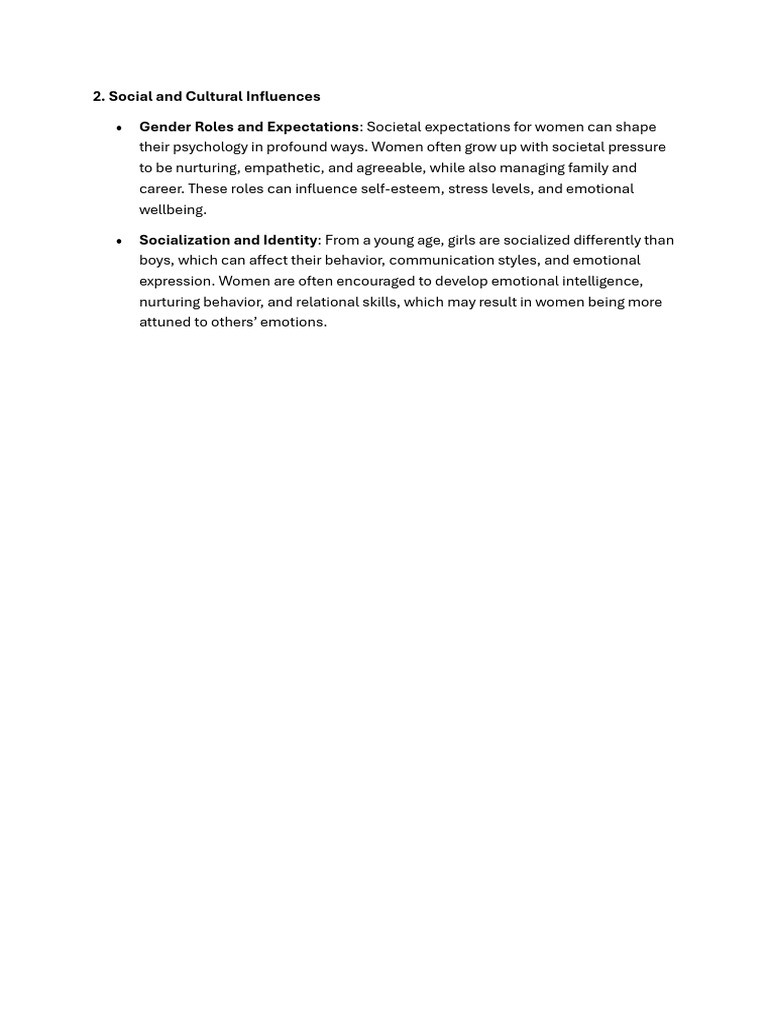Social and Cultural Influences Gender Roles and Expectations | PDF