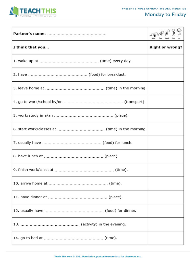 Daily Routines Worksheet | PDF