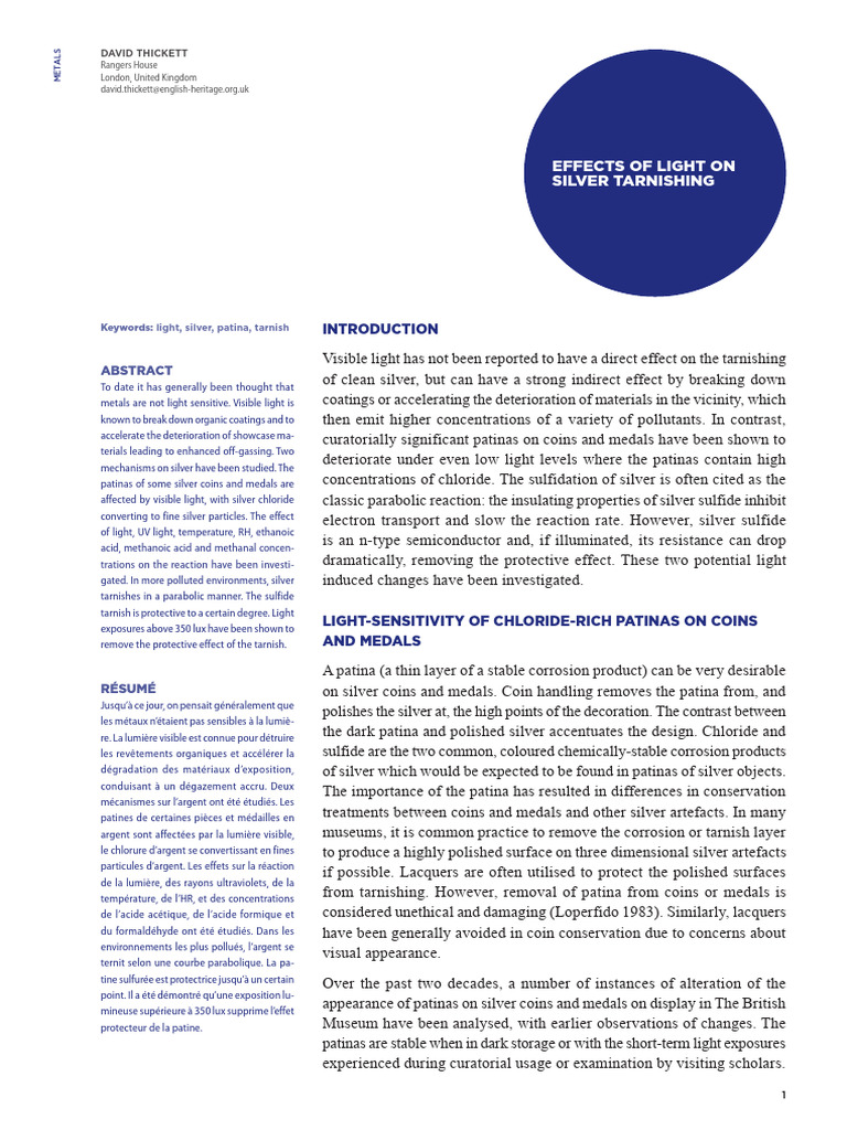 Effects of Light on Silver Tarnishing | PDF | Silver | Chemical Reactions
