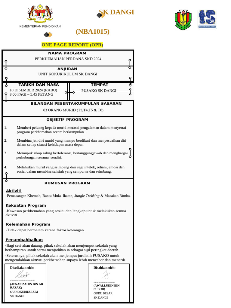 Contoh One Page Report | PDF