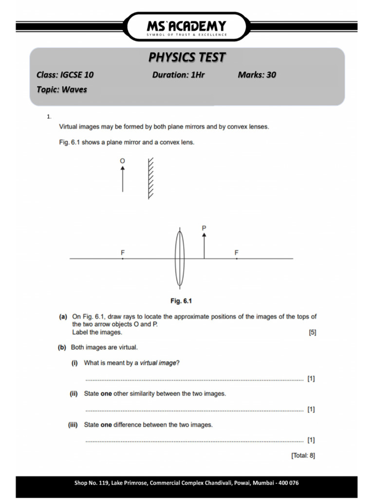 IGCSE 10 Waves Test | PDF