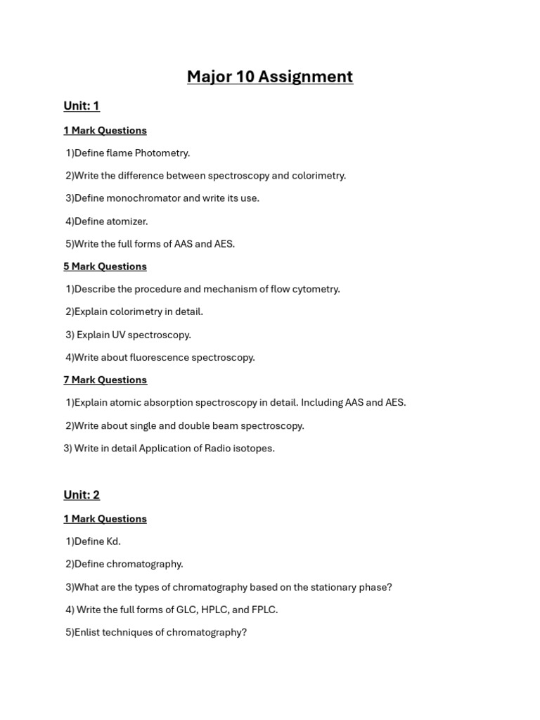 Chemistry Assignment: Spectroscopy & Chromatography | PDF