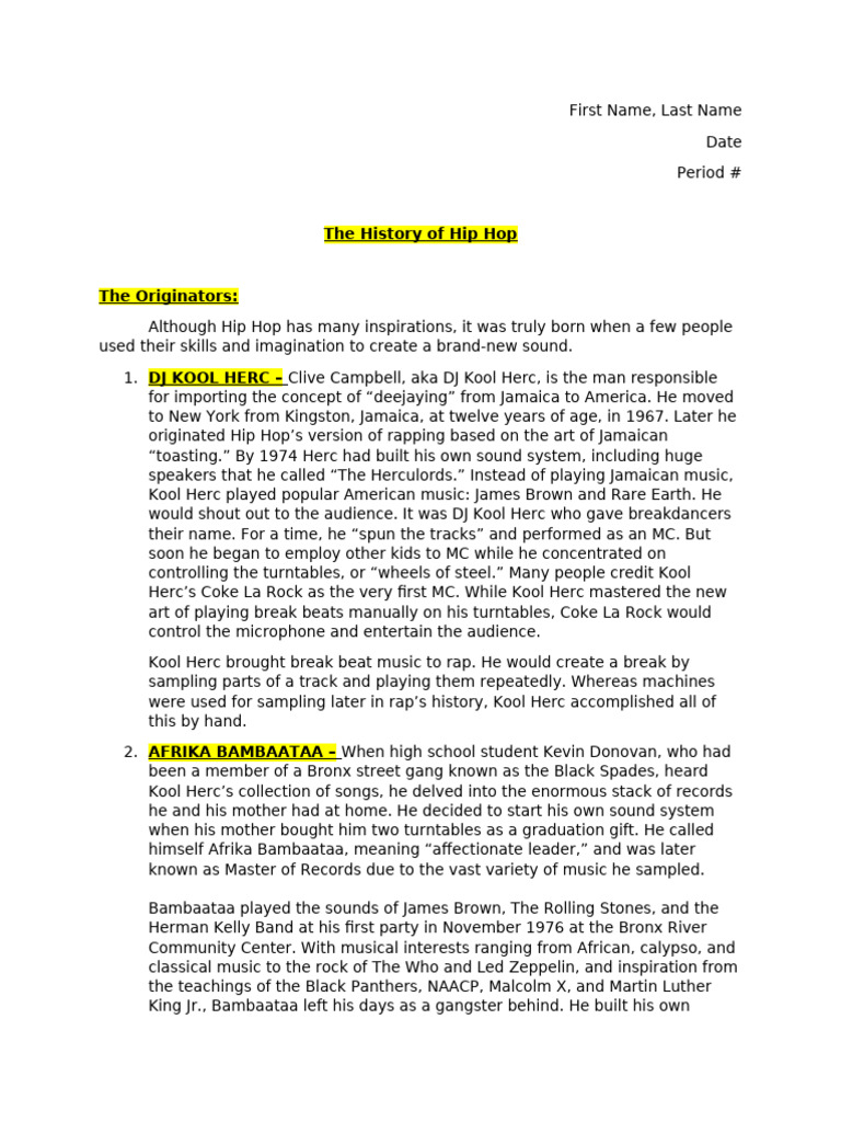 The_History_of_Hip_Hop 4 | PDF | Hip Hop Music | American Styles Of Music