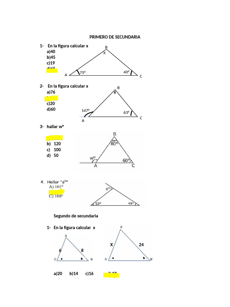 EXAMEN de Geometria 1ro 2do 3ro 4to Secundaria | PDF | Geometría Elemental | Geometría euclidiana