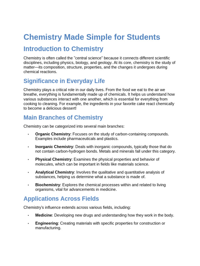 Intro to Chemistry for Students | PDF | Chemistry | Chemical Bond