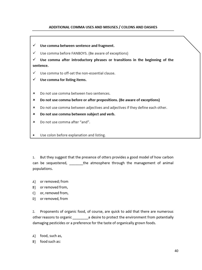 Comma and Colon Usage Guidelines | PDF | Comma