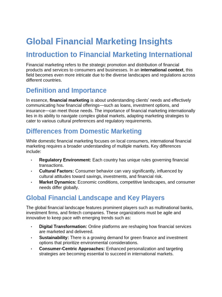Global Financial Marketing Strategies | PDF | Marketing | Digital Marketing