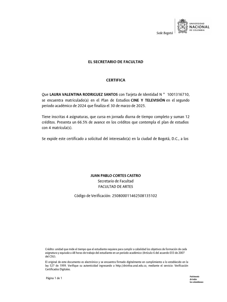 Certificado de Matricula-1 | PDF
