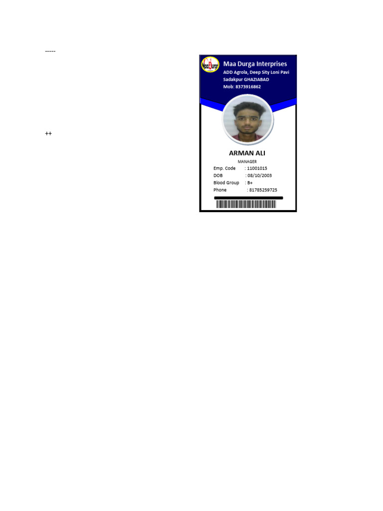 Arman Ali I Card | PDF