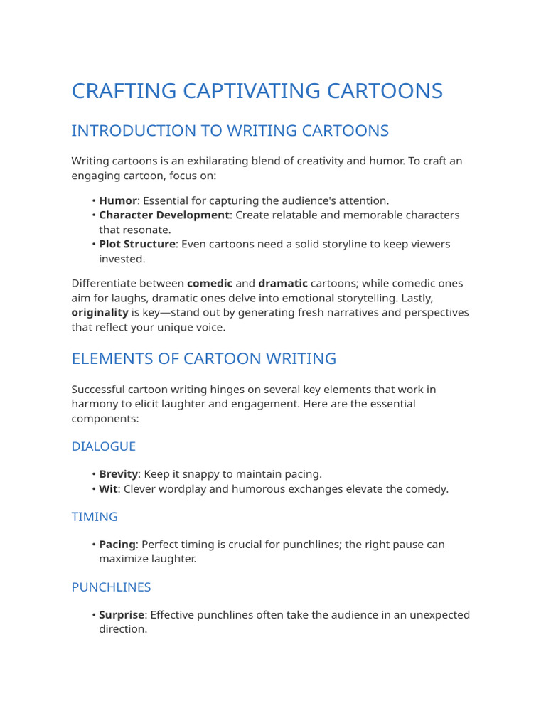 Crafting Captivating Cartoons | PDF