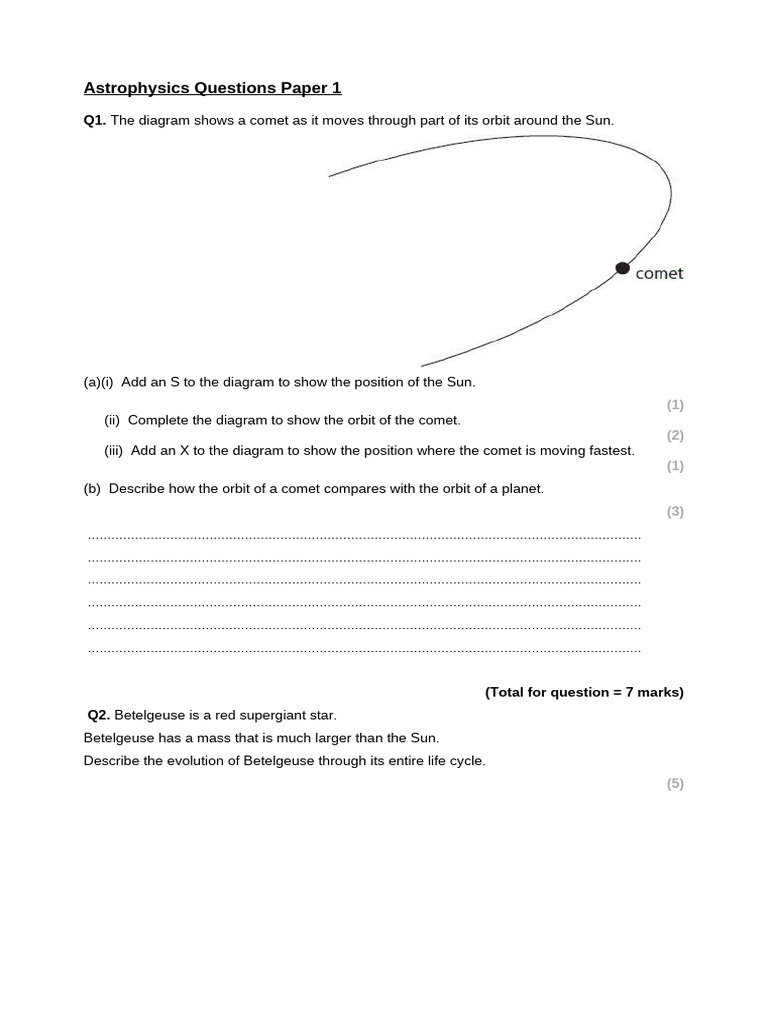 Astrophysics Qns Paper 1 | PDF | Stars | Orbit