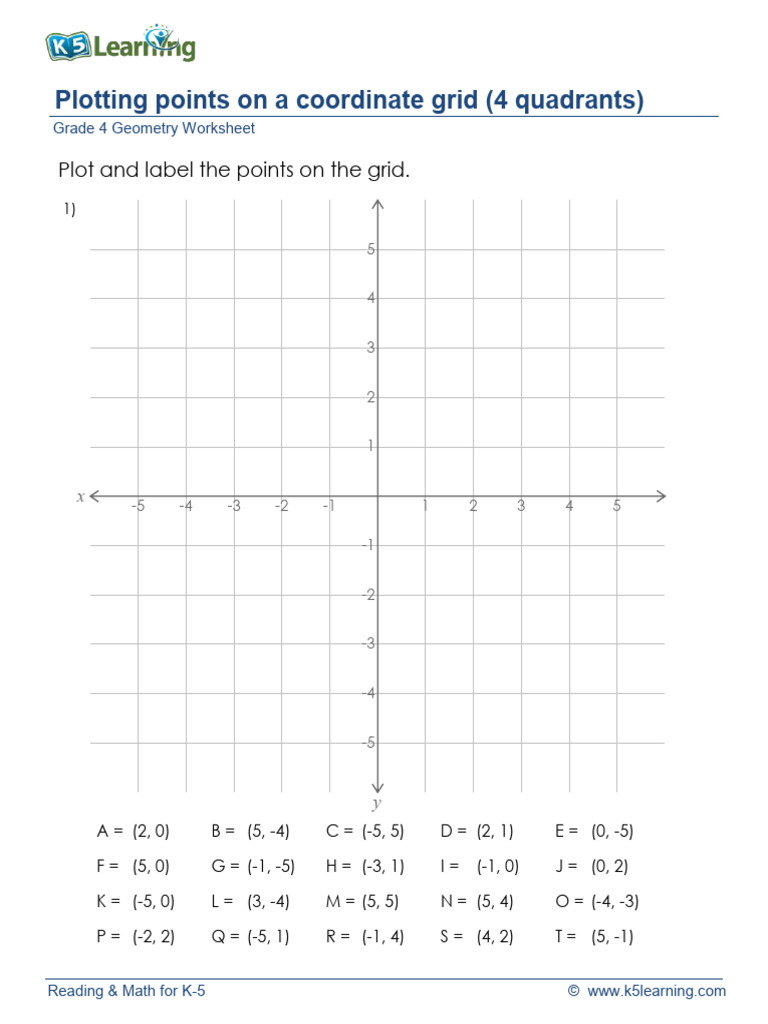Grade 4 Geometry Plotting Points Coordinate Grid 4q B | PDF | Geometry | Analytic Geometry
