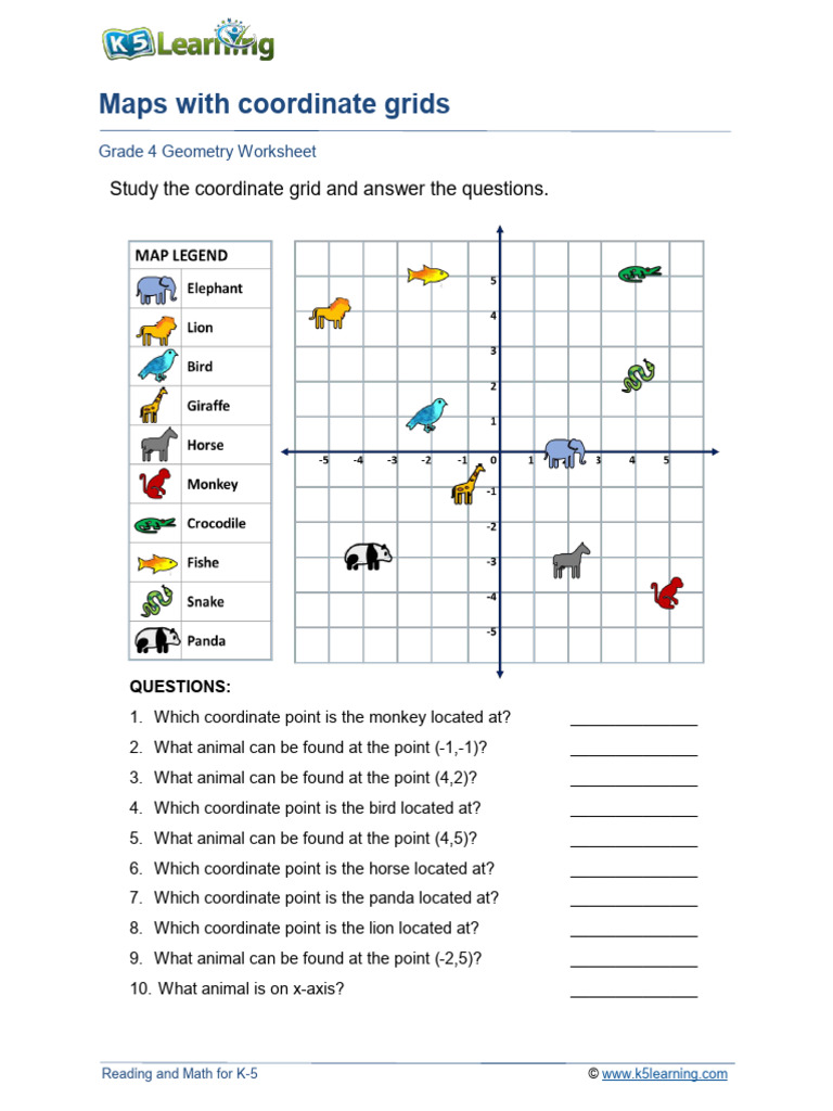 Grade 4 Map With Coordinate Grid C | PDF