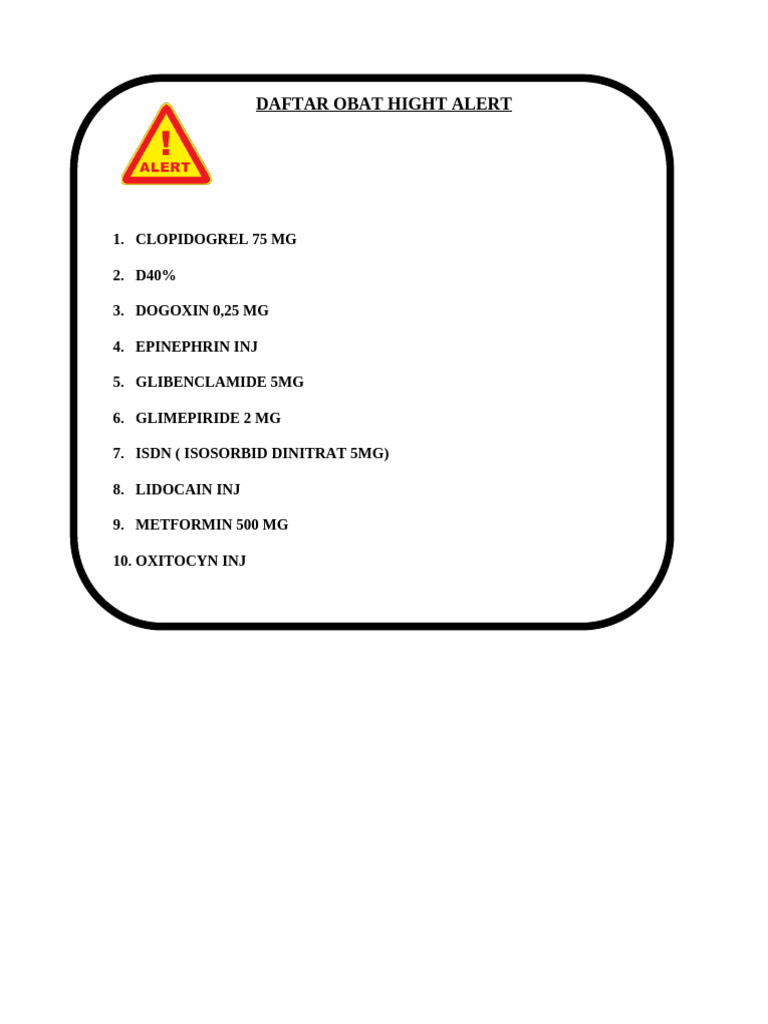 Daftar Obat Hight Alert | PDF