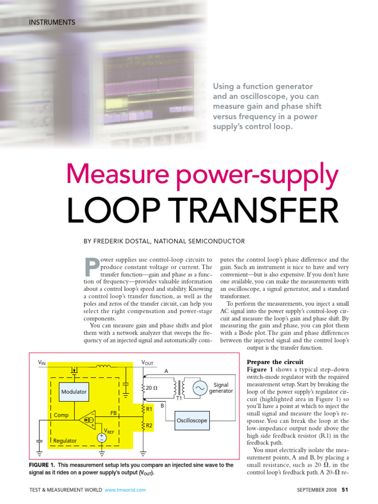 Measure Power Supply Loop Transfer Characteristics | PDF | Decibel | Amplitude