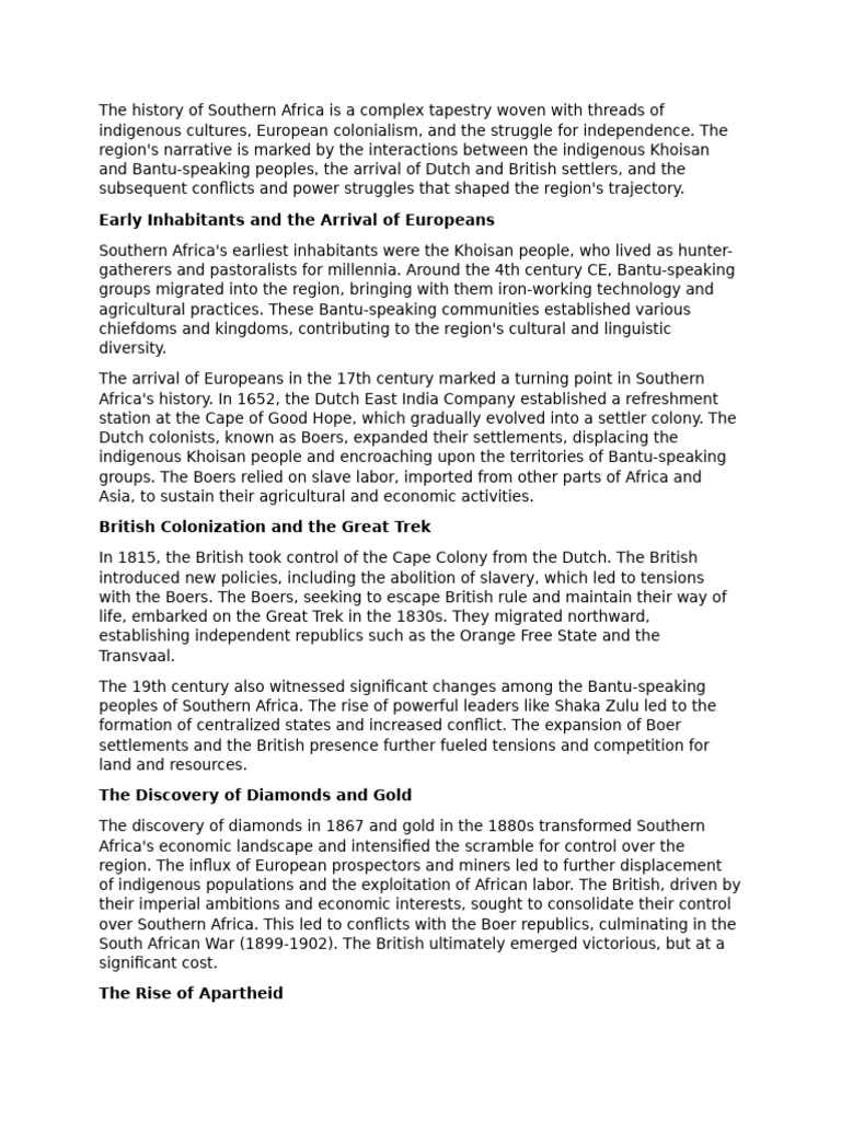 Notes Final Part 1 | PDF | Apartheid | South Africa